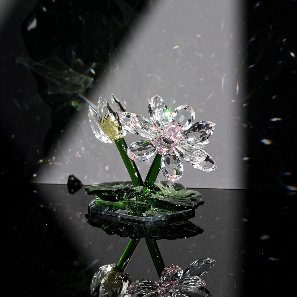 Crystal Lotus Bud Figurine Collectible Feng Shui Art Glass Lotus Flower ...