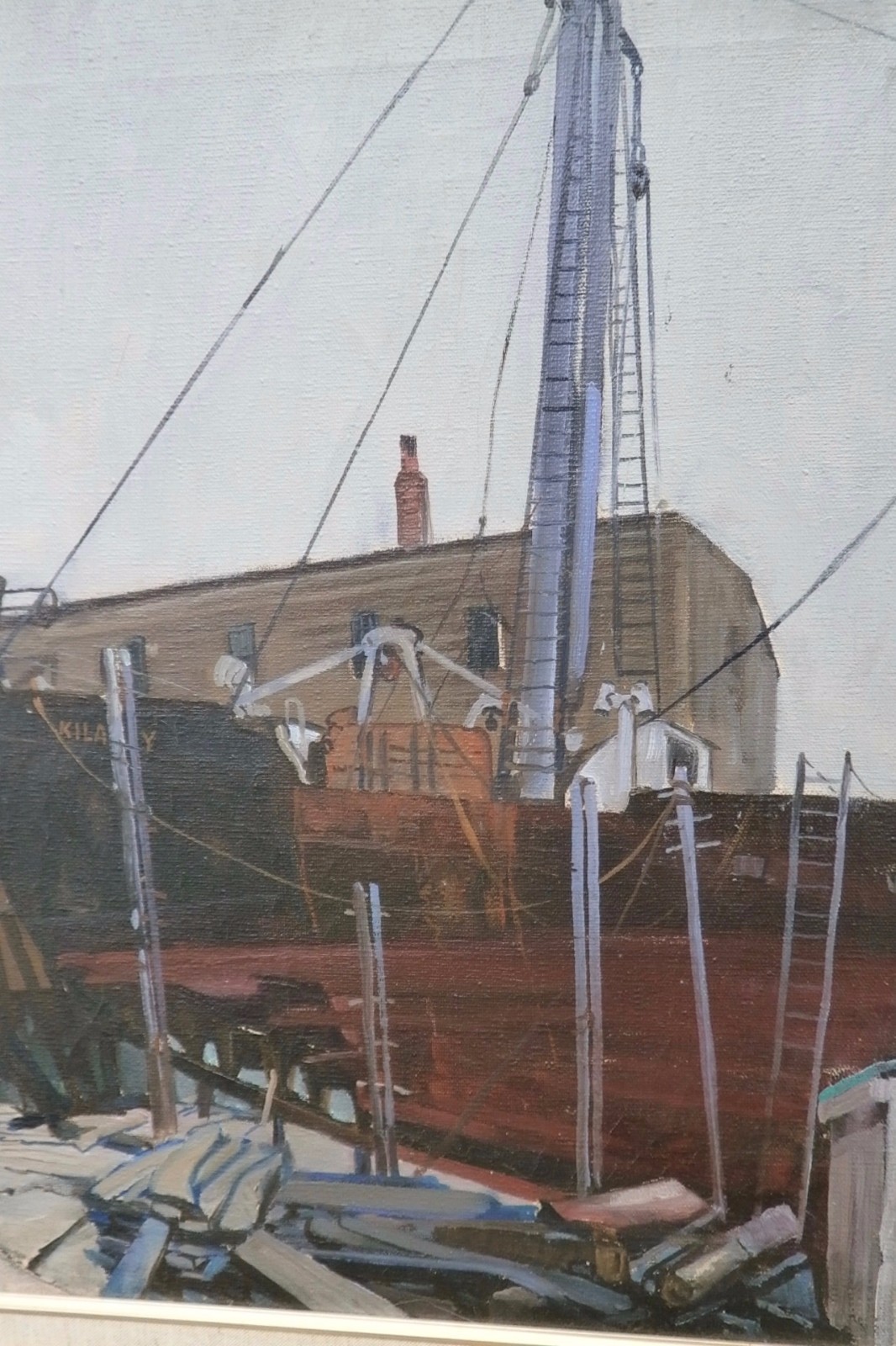 "Shipyard" 20" x 24" Oil Painting-Circa 1940s-Harold Drake Tannar | eBay