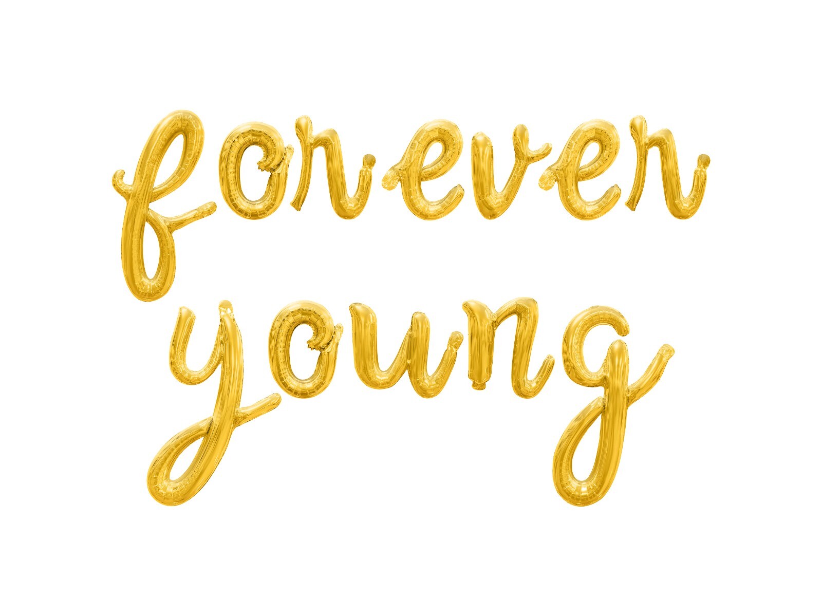 FOREVER YOUNG Cursive Script Letter Balloon Banner - Birthday Party ...
