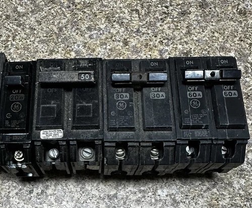 Lot 4 GE General Electric THQL 30,50,60 amp 2-Pole Circuit Breaker ...