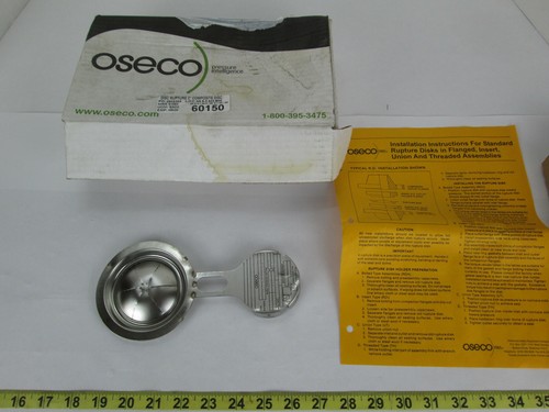 New Oseco Rupture Disk Disc 2" RCOV 316 TEF 14.4 PSIG @ 72°F 14.1 @ 85 ...