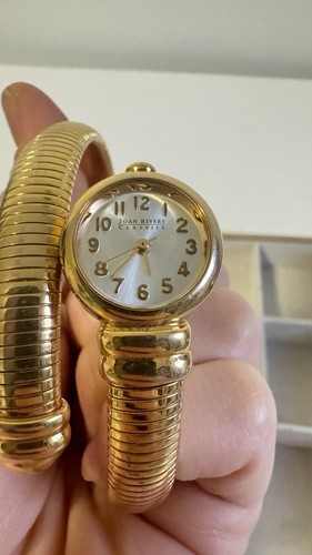 Vintage Joan Rivers Watch Snake Wristbands Cuff Foiled Gold Tone Size ...