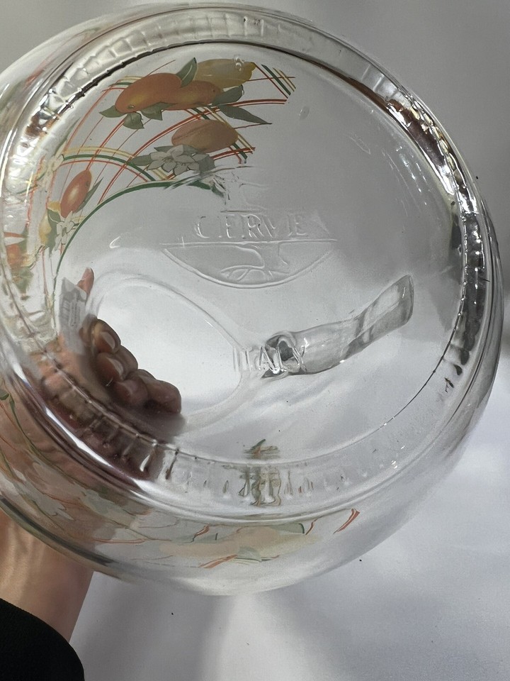 Vintage Cerve Glass Pitcher 8” Made in Italy ~with ice Chiller Insert ...