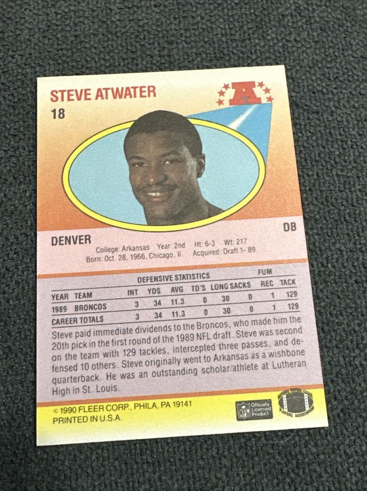 1990 Fleer #18 Steve Atwater Denver Broncos Football Card | eBay