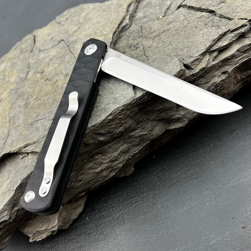 VORTEK ASTRO Black G10 Long Sleek Slender Blade Ball Bearing Folder ...