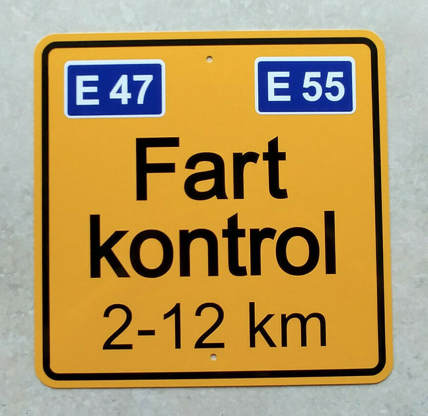 Fart Sign - FARTKONTROL - Danish Autobahn Plaque - Garage / Pub ...