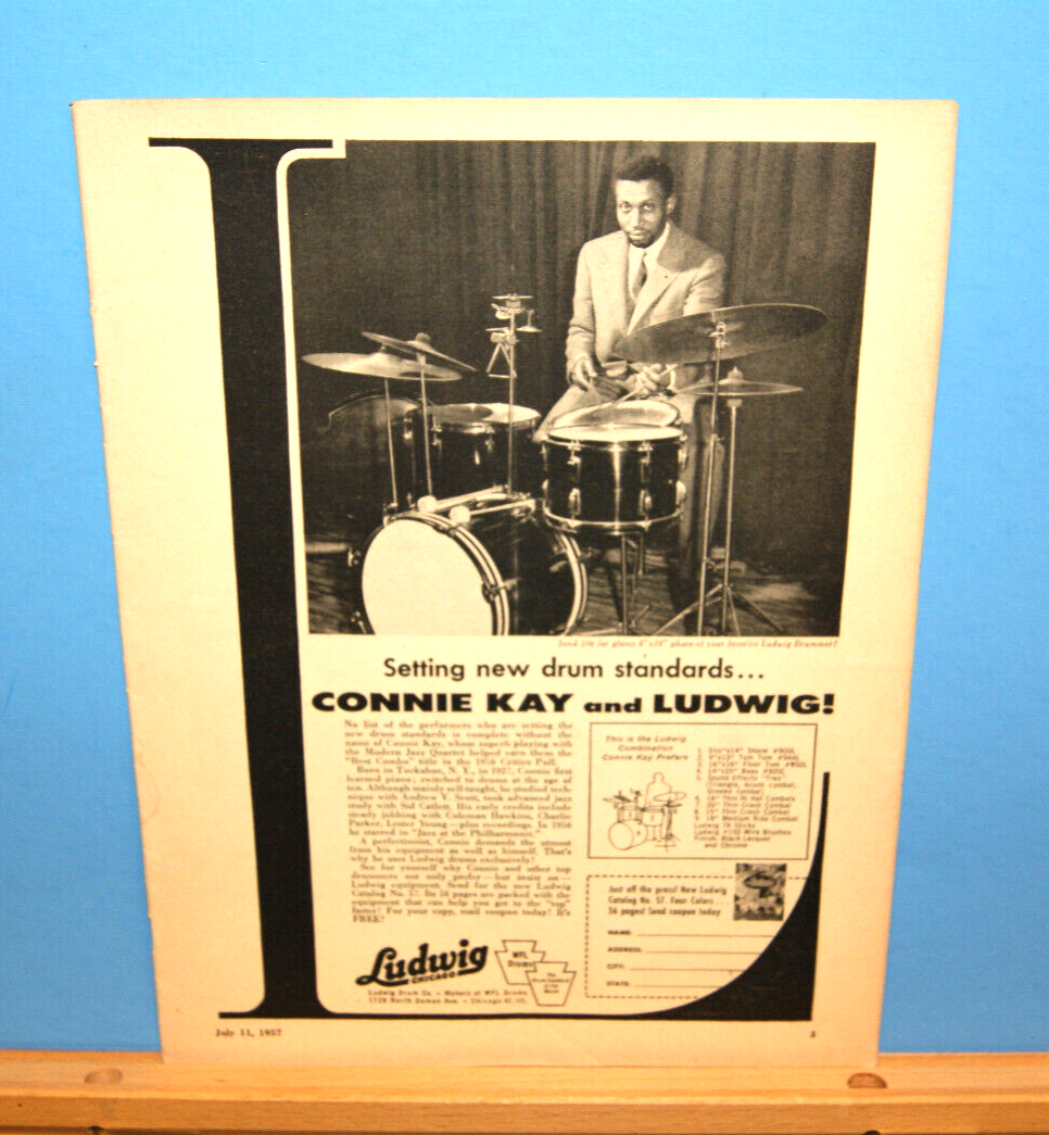1950's Print Sales AD Advertisement Art Connie Kay LUDWIG Drums 8x10 ...