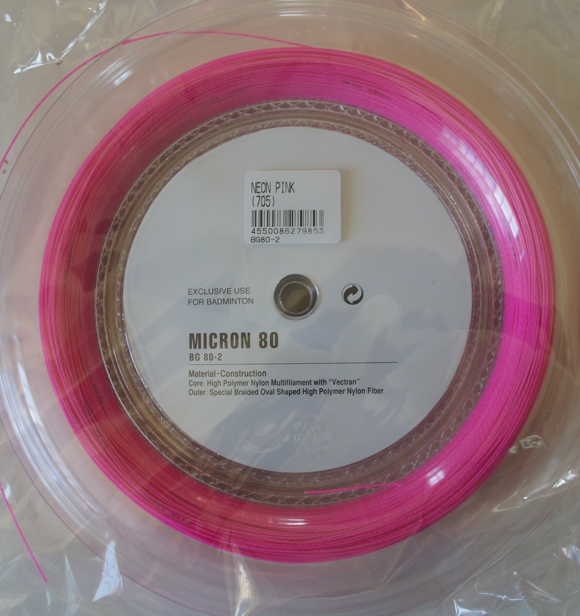 Yonex Badminton String, BG80, 200m Coil BG80-2 Neon Pink, Made in Japan ...