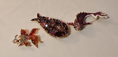 3 Fish Brooches, Multicolored Rhinestone, Juliana(?) Vintage&Modern ...