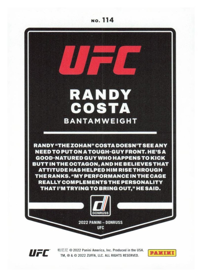 2022 Donruss UFC #114 Randy Costa | eBay
