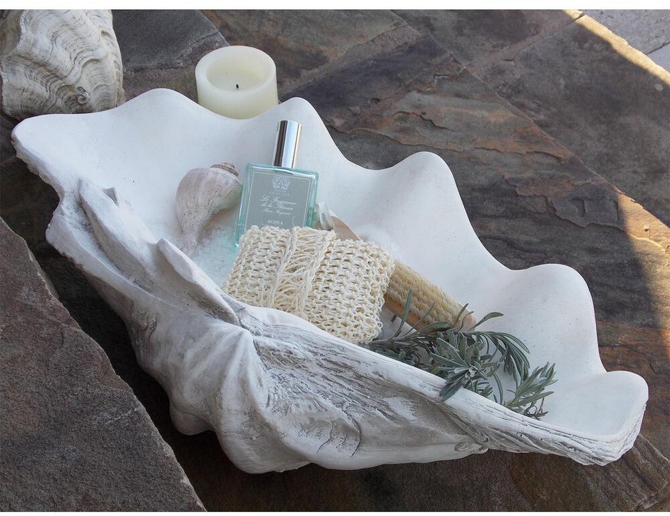 Large Clam Shell Centerpiece Display Tray Nautical Beach Coastal ...