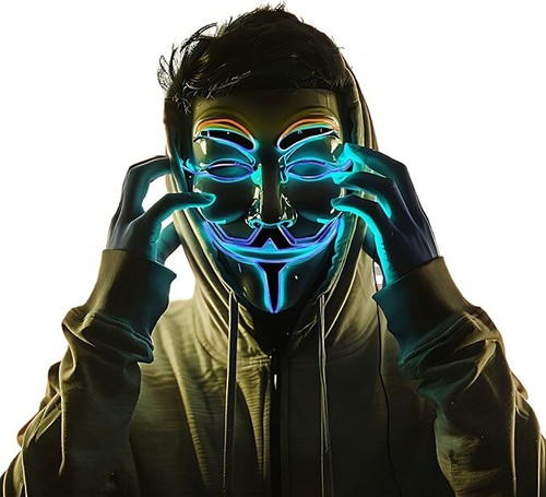 Light Up Anonymous mask Guy LED Halloween Cosplay Vendetta Hacker ...