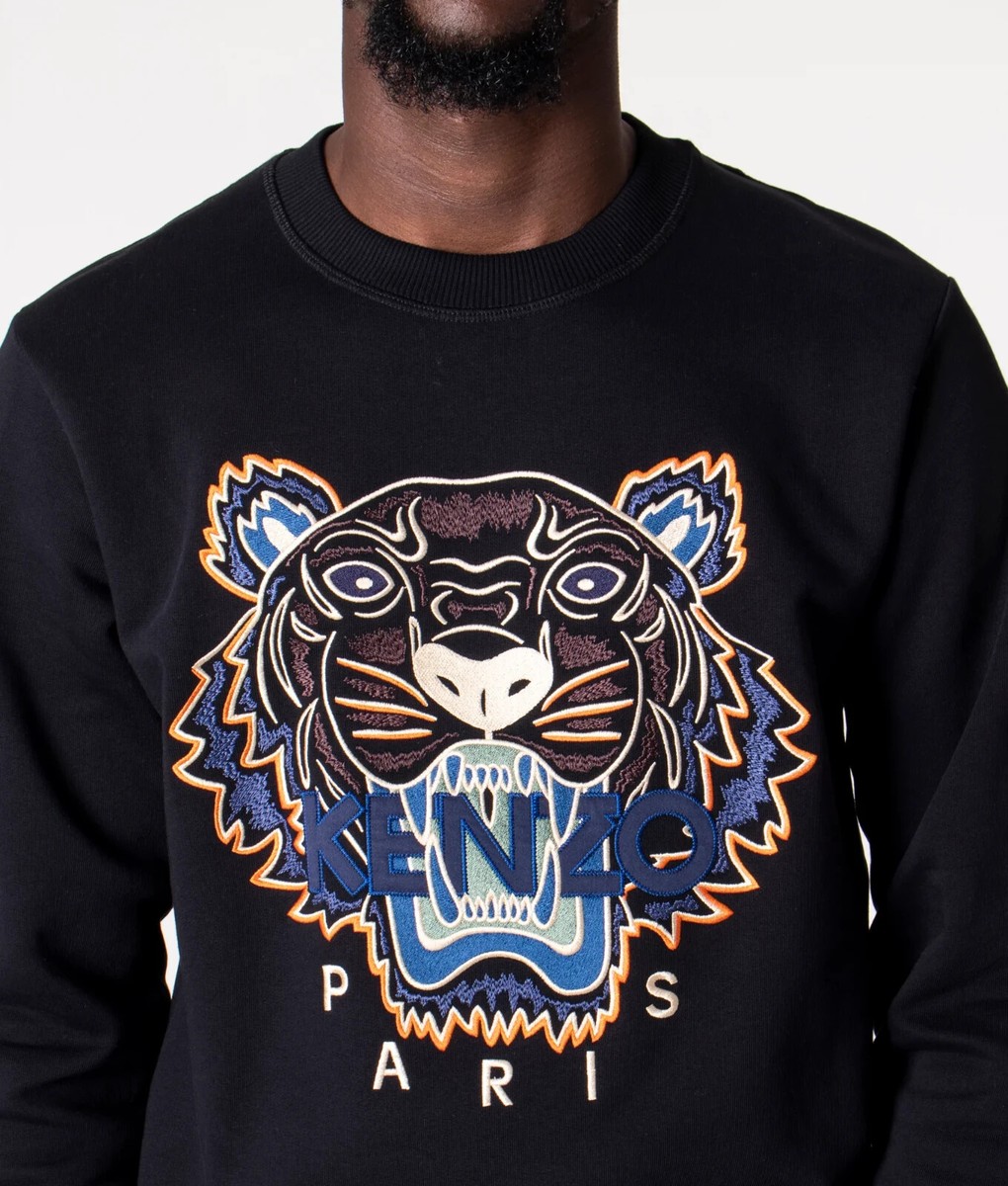 Kenzo L5813 Mens Black Tiger Print Original Sweatshirt Size Kenzo L5813 Mens Black Tiger Print Original Sweatshirt Size