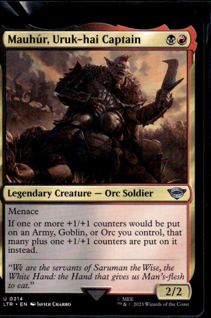 MTG Mauhur Uruk-hai Captain #214 Lord of the Rings LOTR Magic Pack ...