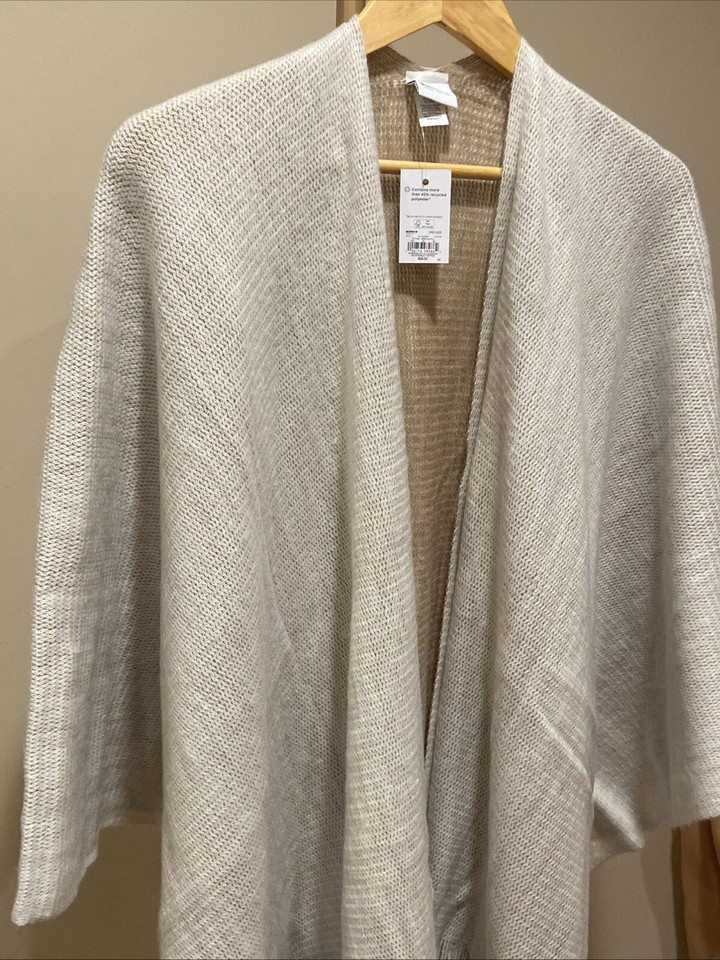 Women's Sonoma Goods For Life Ivory Fringed Ruana | One Size | eBay