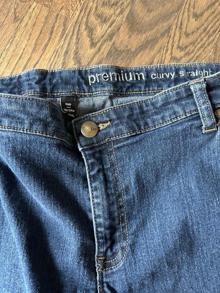 Gap Curvy Straight Leg Sz 18 Woman’s Dark Rinse 84% Cotton 15% Poly. 1% ...