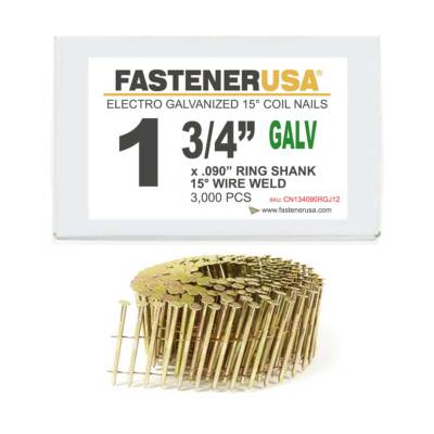 1 3/4" x .090 RING GALV COIL NAILS 15-DEG WIRE 3,000ct | CN134090RGJ12 ...
