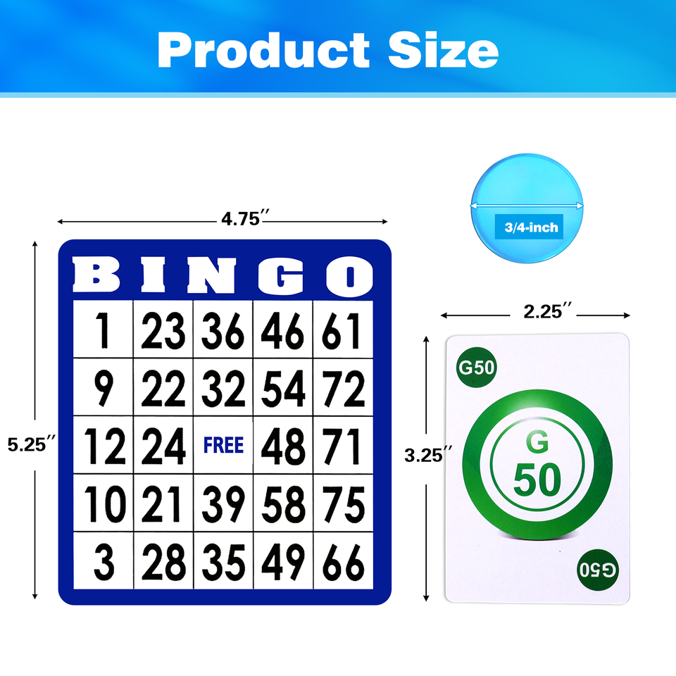 Bingo Game Complete Set w/100 Bingo Cards, 1000 Bingo Chips/Bingo ...