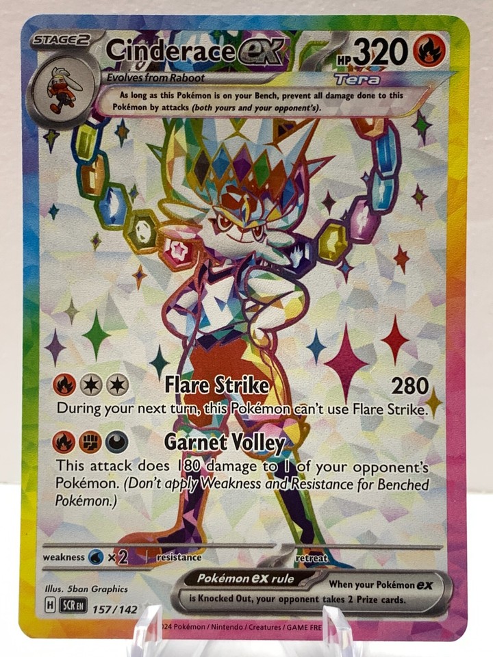 Pokemon Cinderace ex 157/142 Stellar Crown Scarlet & Violet Ultra Rare ...