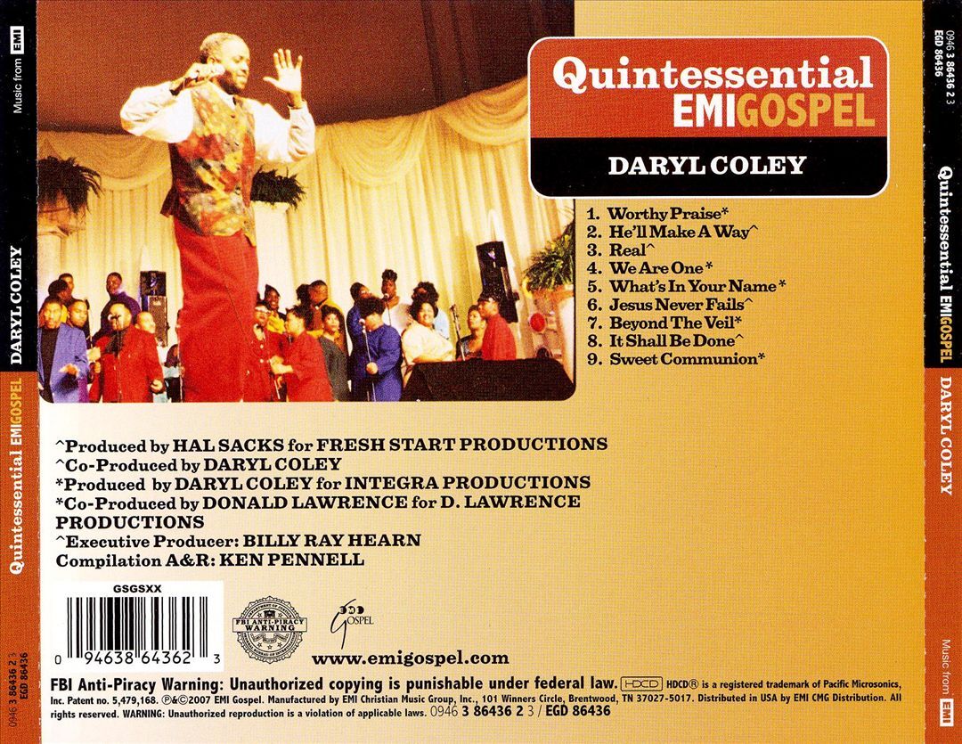 DARYL COLEY QUINTESSENTIAL EMI GOSPEL NEW CD 94638643623| eBay