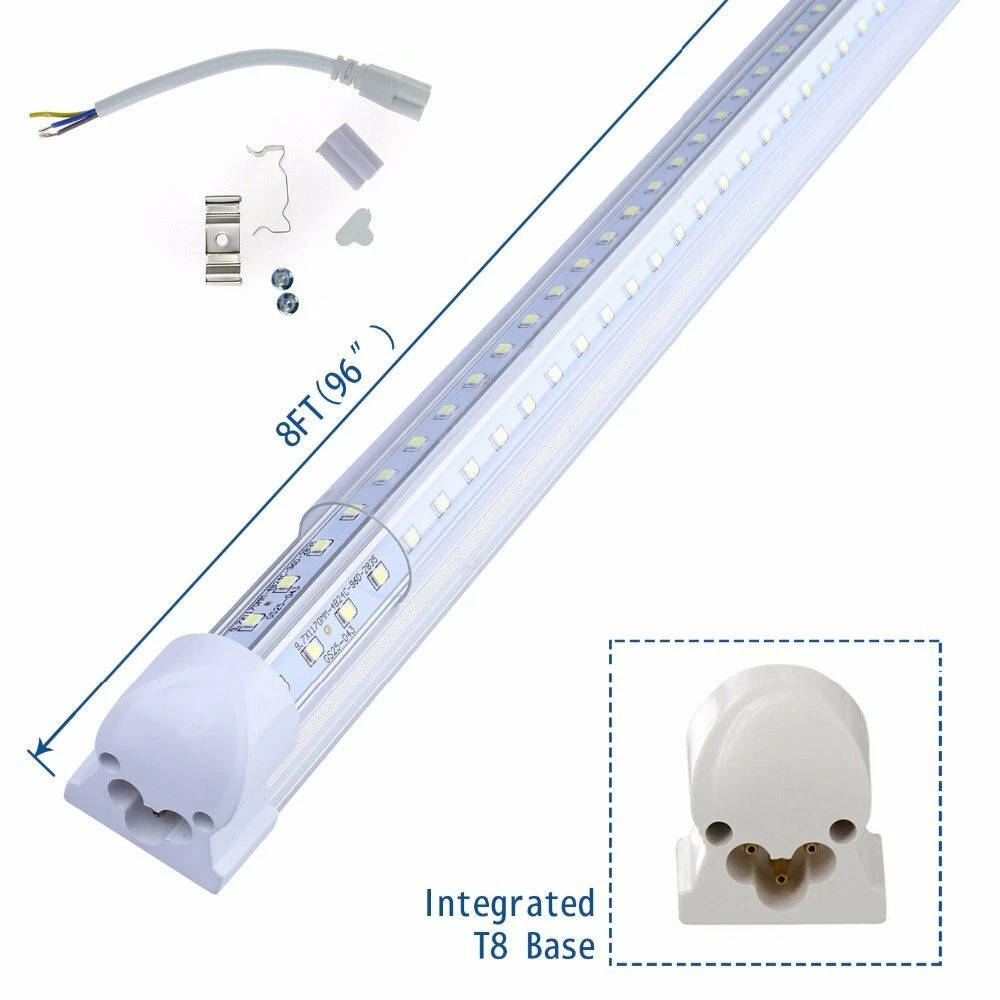T8 8ft LED Tube Light Bulbs, Single Pin Fa8 Base, Dual Row, 60% OFF