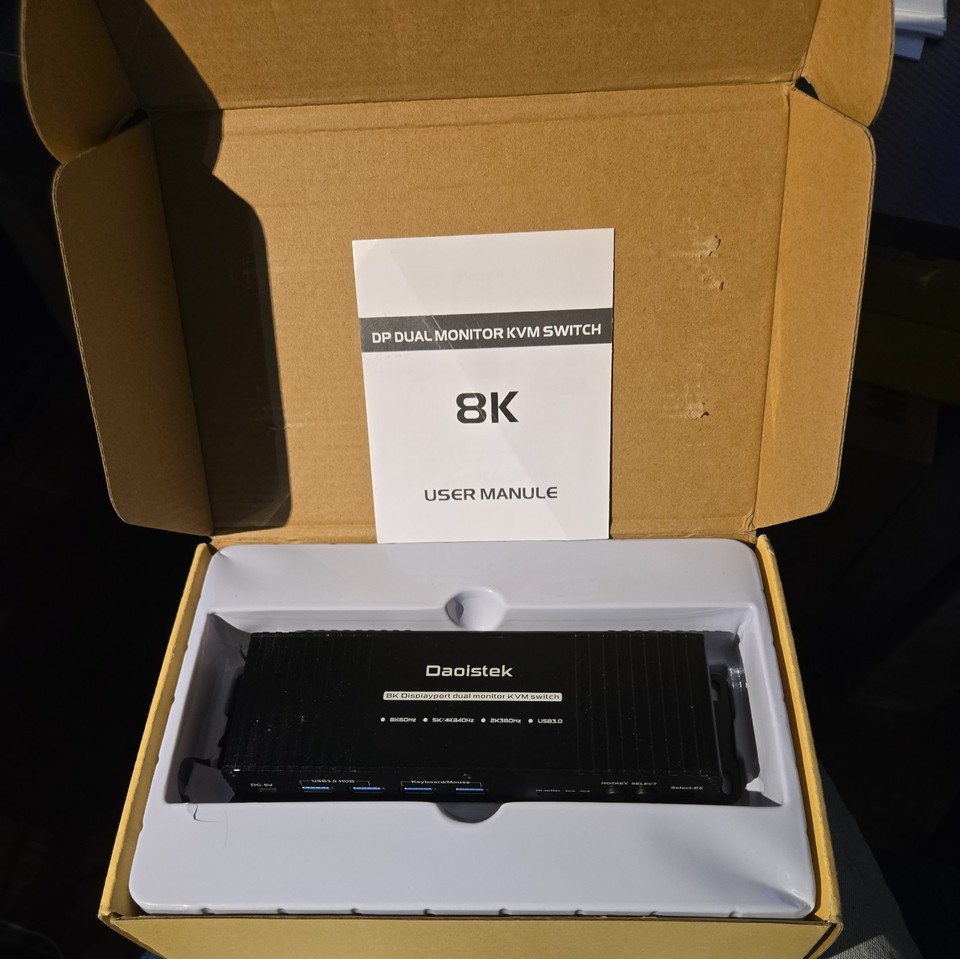 Displayport Kvm Switch 2 Monitors 2 Computers 1440P 240hz Hotkey ...
