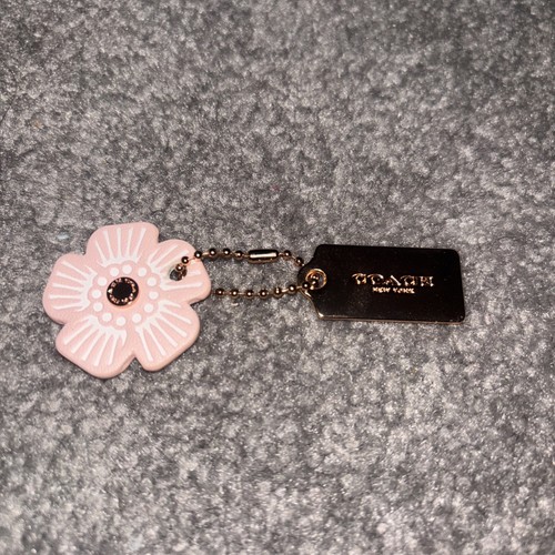 COACH Floral Rose Light Pink Bag Charm Key Ring + Rose Gold Tone Fob ...