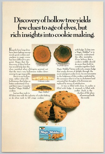 1990 Keebler Magic Middles Cookie Vintage Print Ad 90s Retro Wall Art ...