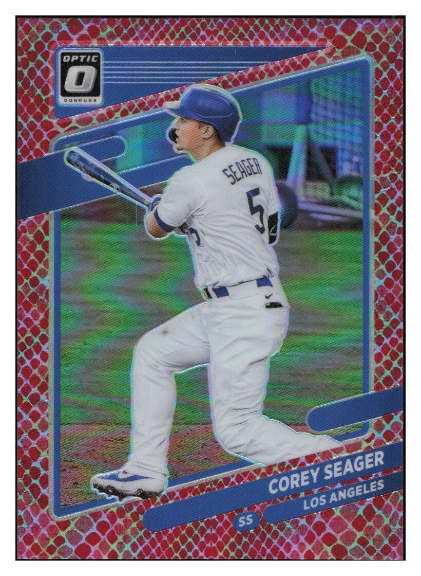 H513 COREY SEAGER 2021 DONRUSS OPTIC DRAGON SCALES /110 DODGERS RANGERS ...