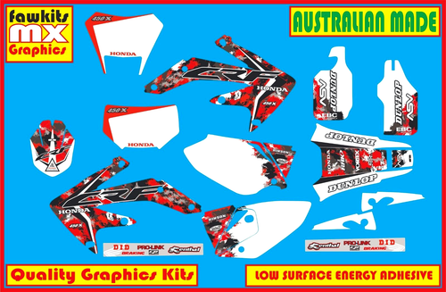 HONDA CRF 450X FULL CAMO MX GRAPHICS KIT STICKER KIT STICKERS BUBBLE ...