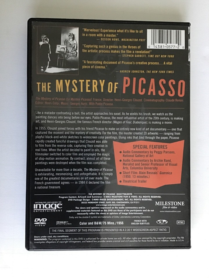 The Milestone Collection The Mystery of Picasso (DVD, 2003) 14381057720 ...