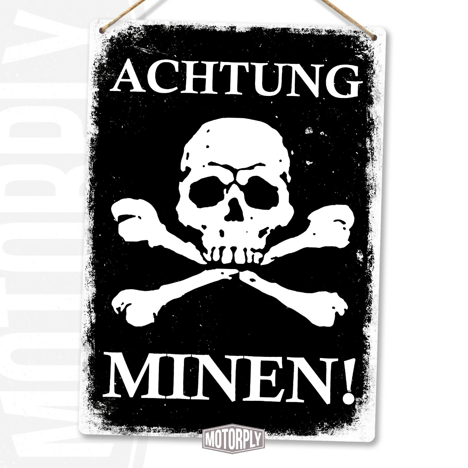 Metal Wall Sign - Achtung Minen - WW2 German War Mines Man Cave Warning ...