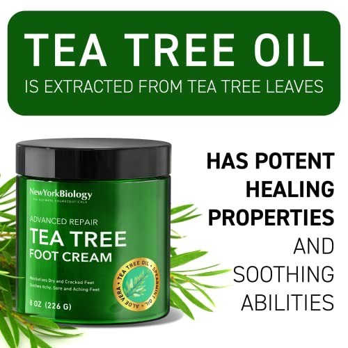 New York Biology Tea Tree Oil Foot Cream for Dry Feet Athletes Foot ...
