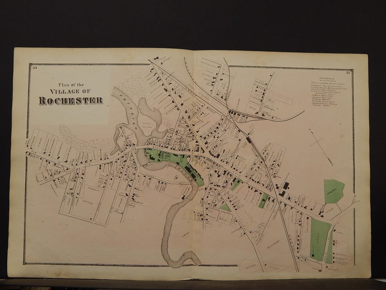 New Hampshire, Strafford County Map, 1871, Village of Rochester N5#31 ...