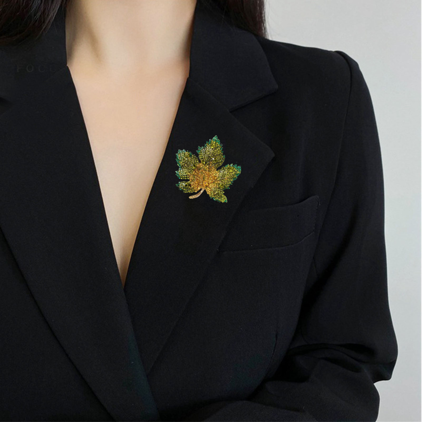 Coat Decoration Pin Long-lasting Rhinestone Pin Maple Leaf Rhinestone ...