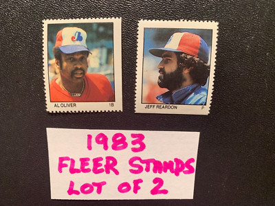 Montreal Expos 1983 FLEER STAMP LOT OF 2 MNH AL OLIVER / JEFF REARDON ...