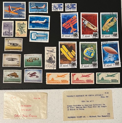 23 Aircraft Airplane Flight Postage Stamps Lot World-Wide China San ...