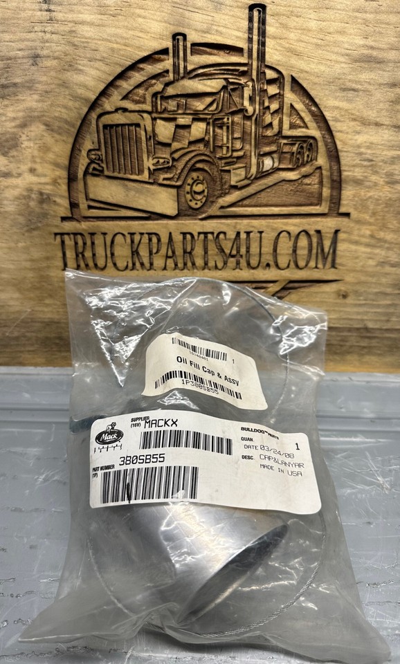 380SB55 VOLVO MACK OIL FILL CAP & LANYARD ASSY * NEW (NOS) GENUINE MACK ...