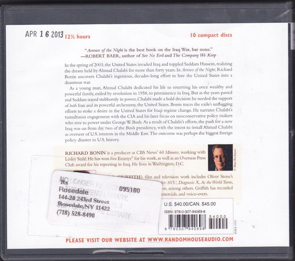 Arrows of the Night by Richard Bonin (2011, CD, Unabridged) Ahmad ...