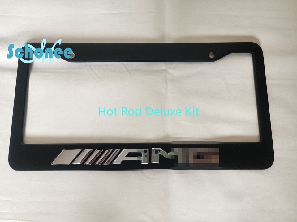 Silver 3D Emblem Number Plate Black License Plate Frame For Mercedes ...