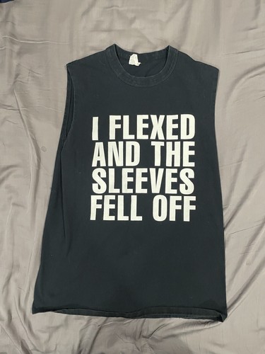 Sleeveless Cut-off T-Shirts "Flex Sleeves Fell Off" Funny Gym Workout ...