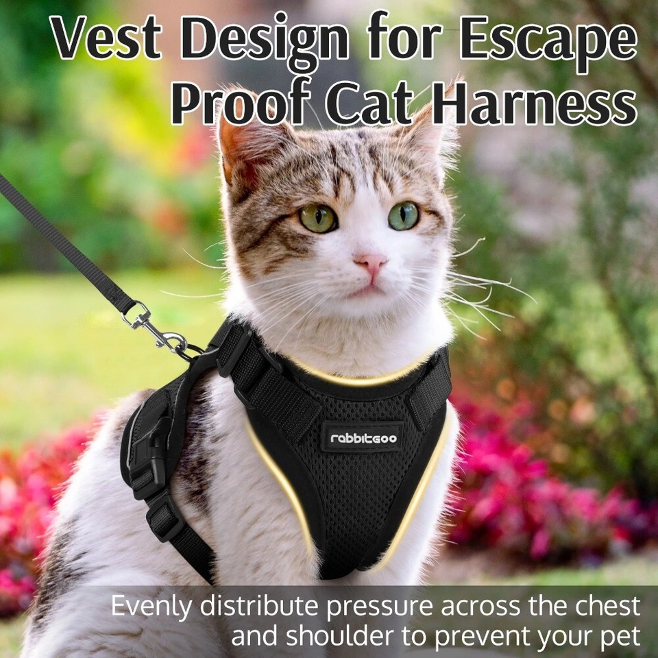 rabbitgoo Pet Cat Harness and 59" Leash Escape Proof Adjustable Vest ...