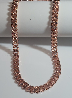 Pure Solid Raw Copper Cuban Chain Necklace Curb Link Arthritis Therapy ...