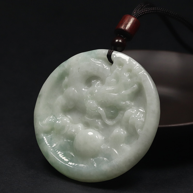 Certified Grade A 100% Natural Green Jadeite Jade Pendant Dragon Loong ...