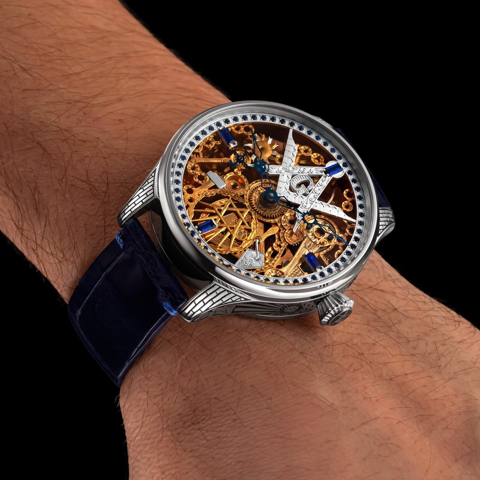 Rolex Lever movement Converted in new case Skeleton watch Freemansonry ...