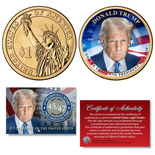 DONALD TRUMP 47th President USA 2025-2029 Presidential $1 Dollar Golden ...