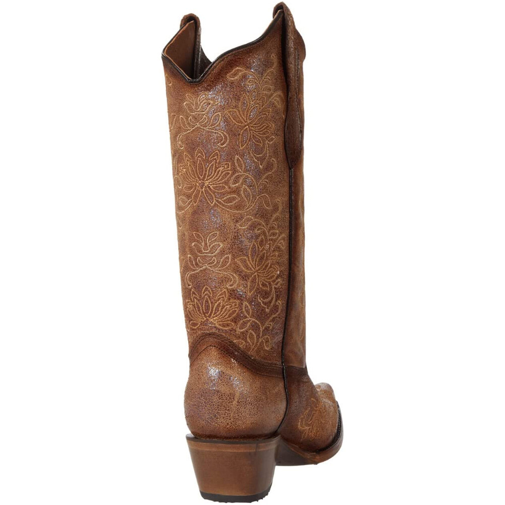 CORRAL Women's L2038 Western Leather Brown Embroidery Snip Toe Boots ...