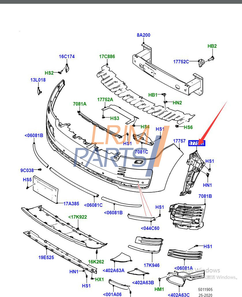 Genuine Land Rover Range Rover 13+ FRONT BUMPER MOUNTING BRACKET RH ...