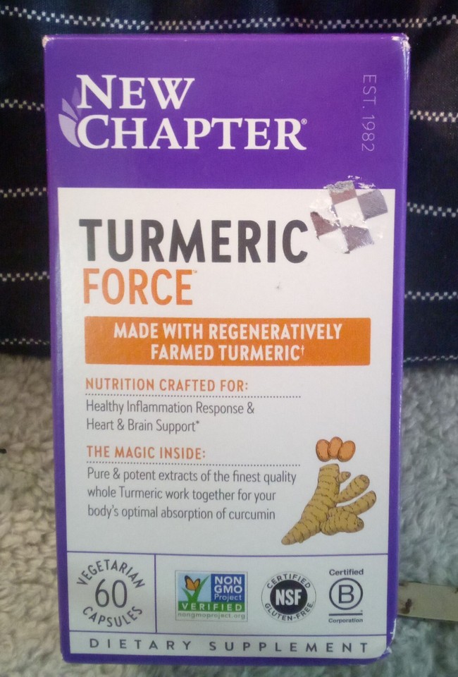 Turmeric Force 60 Veg Capsules By New Chapter EXP 02/2028 Sealed Heart ...