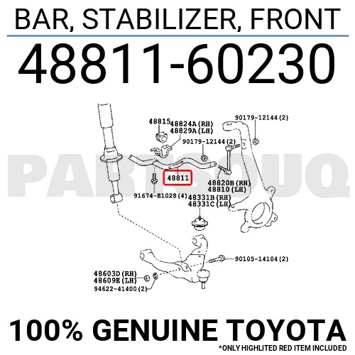 4881160230 Genuine Toyota BAR, STABILIZER, FRONT 48811-60230 | eBay